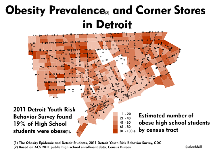 Map: Obesity and Corner Stores in Detroit | DETROITography
