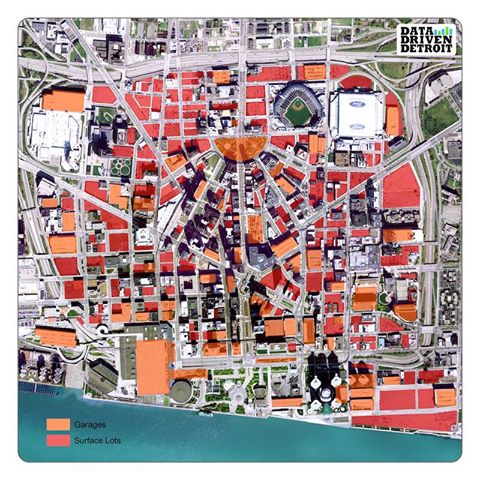 Map of Detroit Parking Footprint | DETROITography