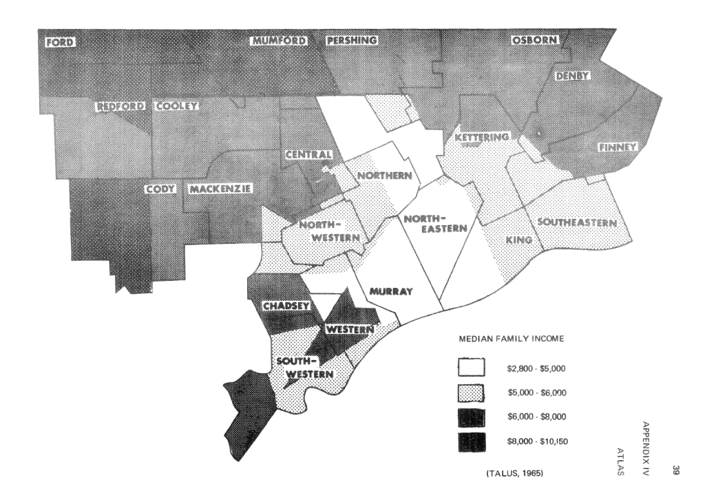 Detroit Median Family Income Map 1965 | DETROITography