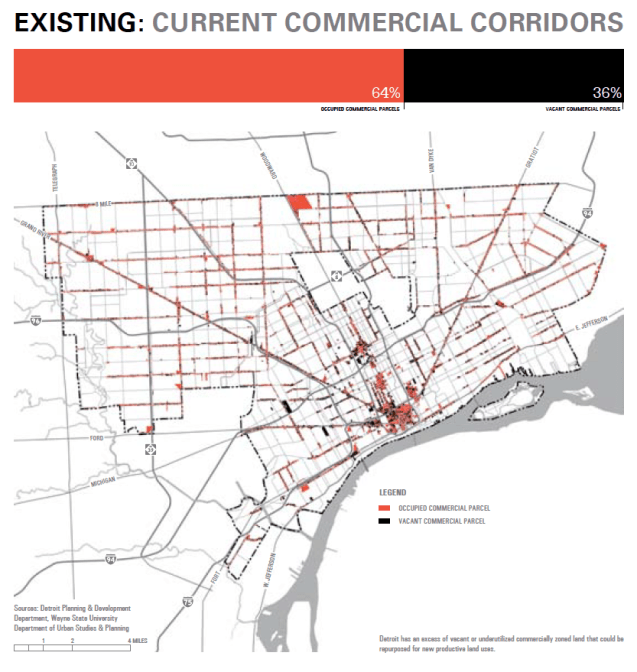 Map: Current and Vacant Commercial Corridors in Detroit | DETROITography