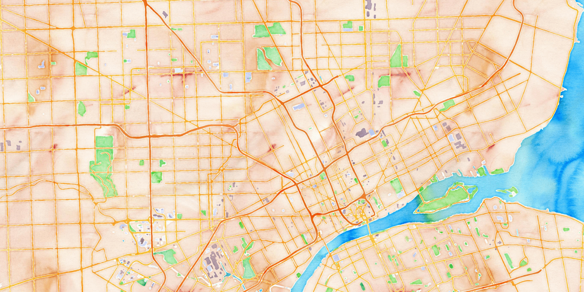 Watercolor Detroit Map | DETROITography