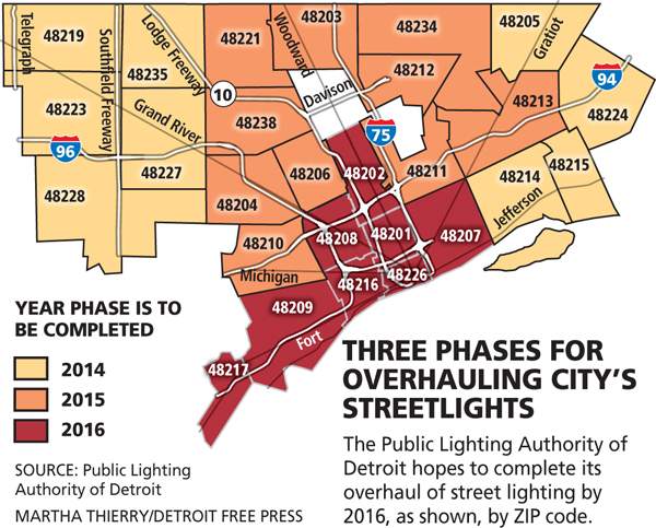 Detroit Streetlights Overhaul Map | DETROITography
