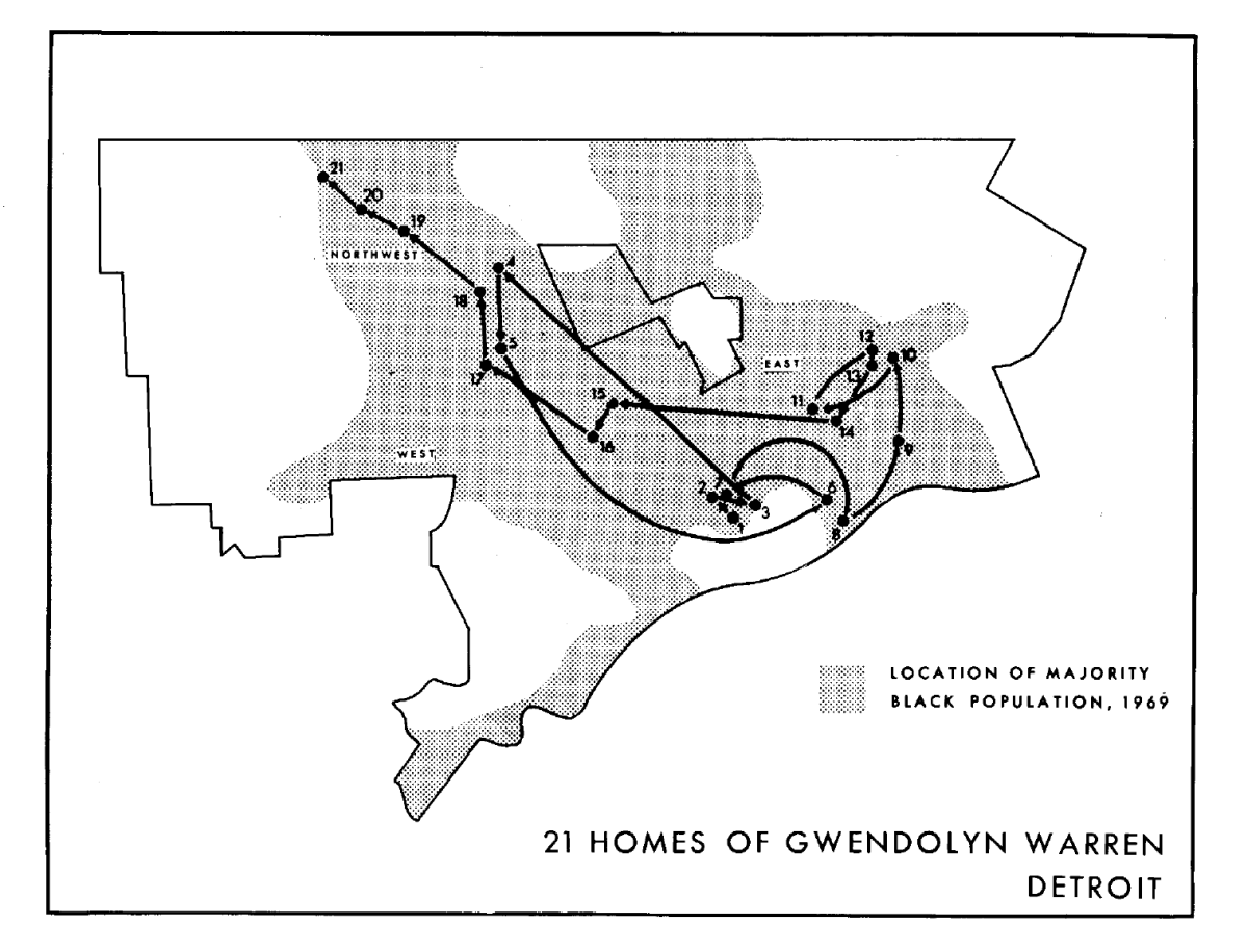 Map: 21 Homes of Gwendolyn Warren, Detroit | DETROITography