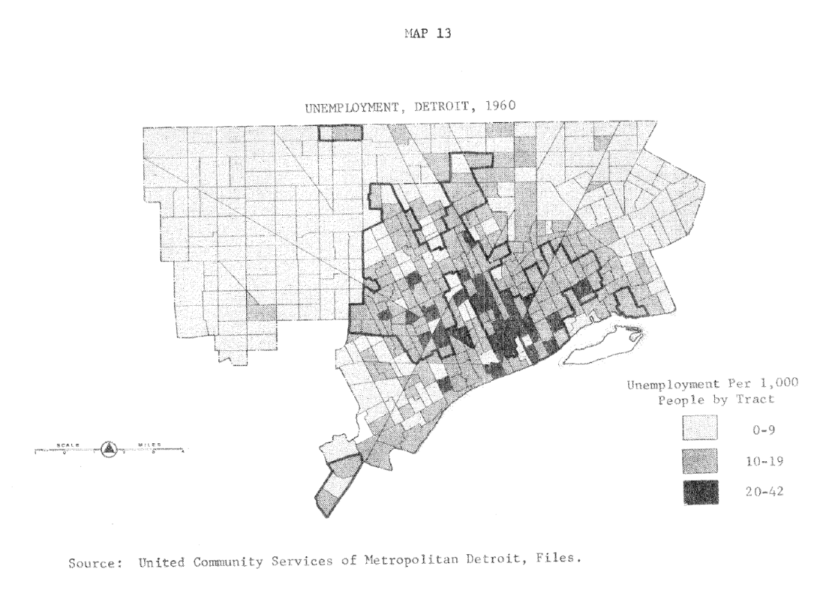 Map: Unemployment in Detroit 1960 | DETROITography