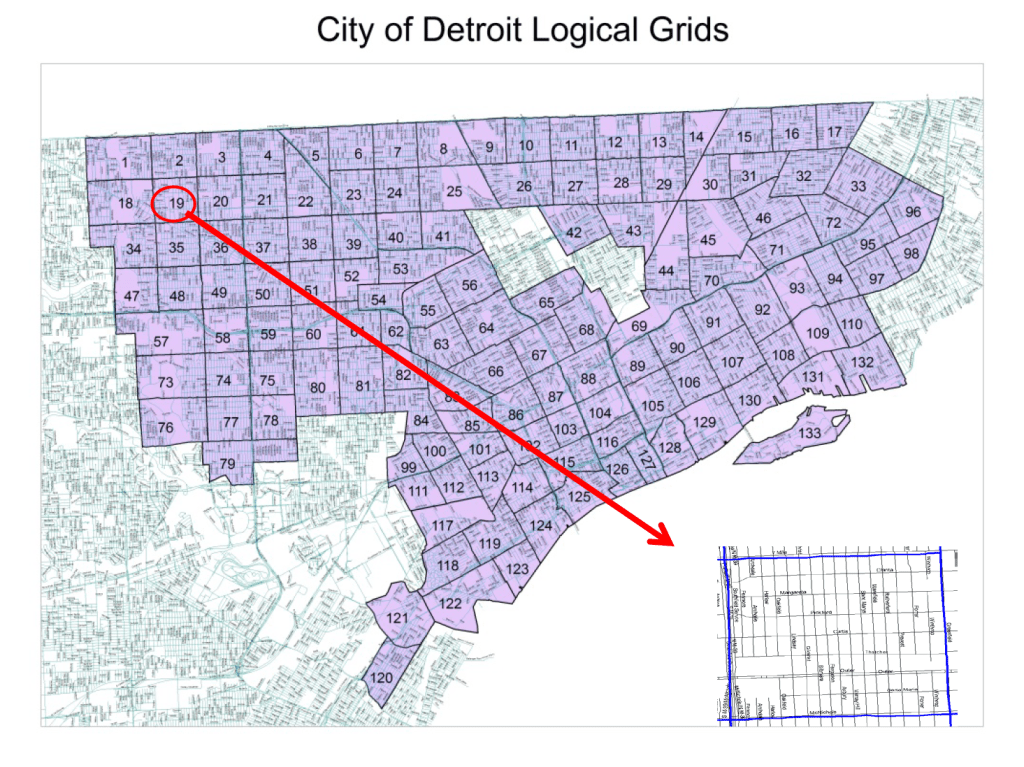 Detroit’s Logical Grid Map: One Square Miles | DETROITography