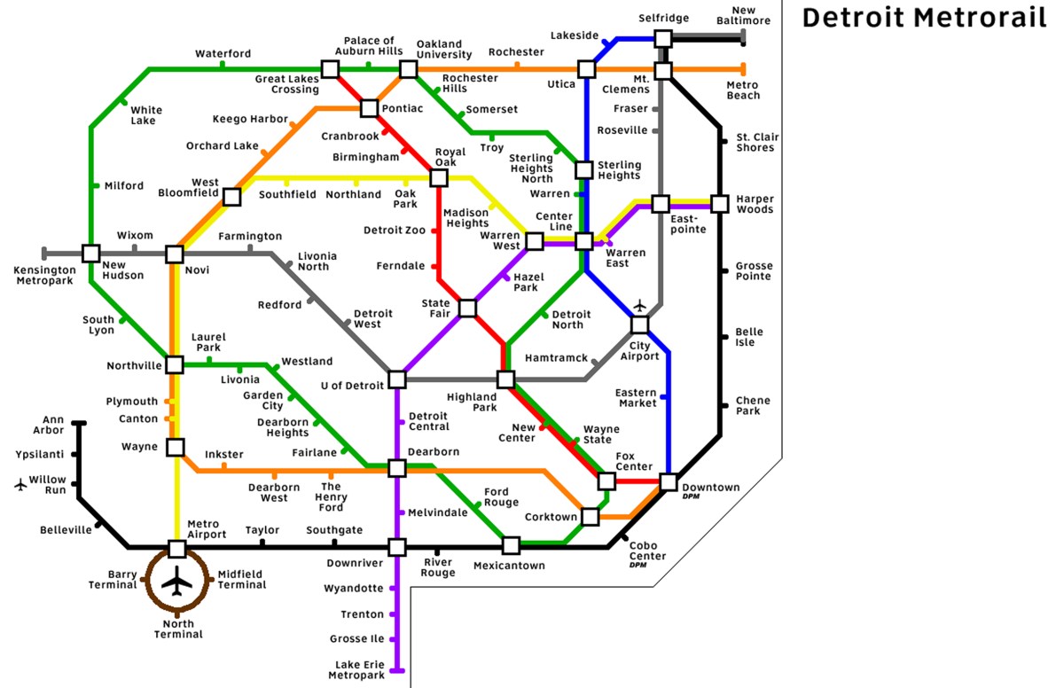 Detroit Metrorail Map | DETROITography