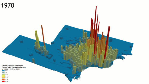 Detroit Region Population Density Map 1970 – 2010 | DETROITography