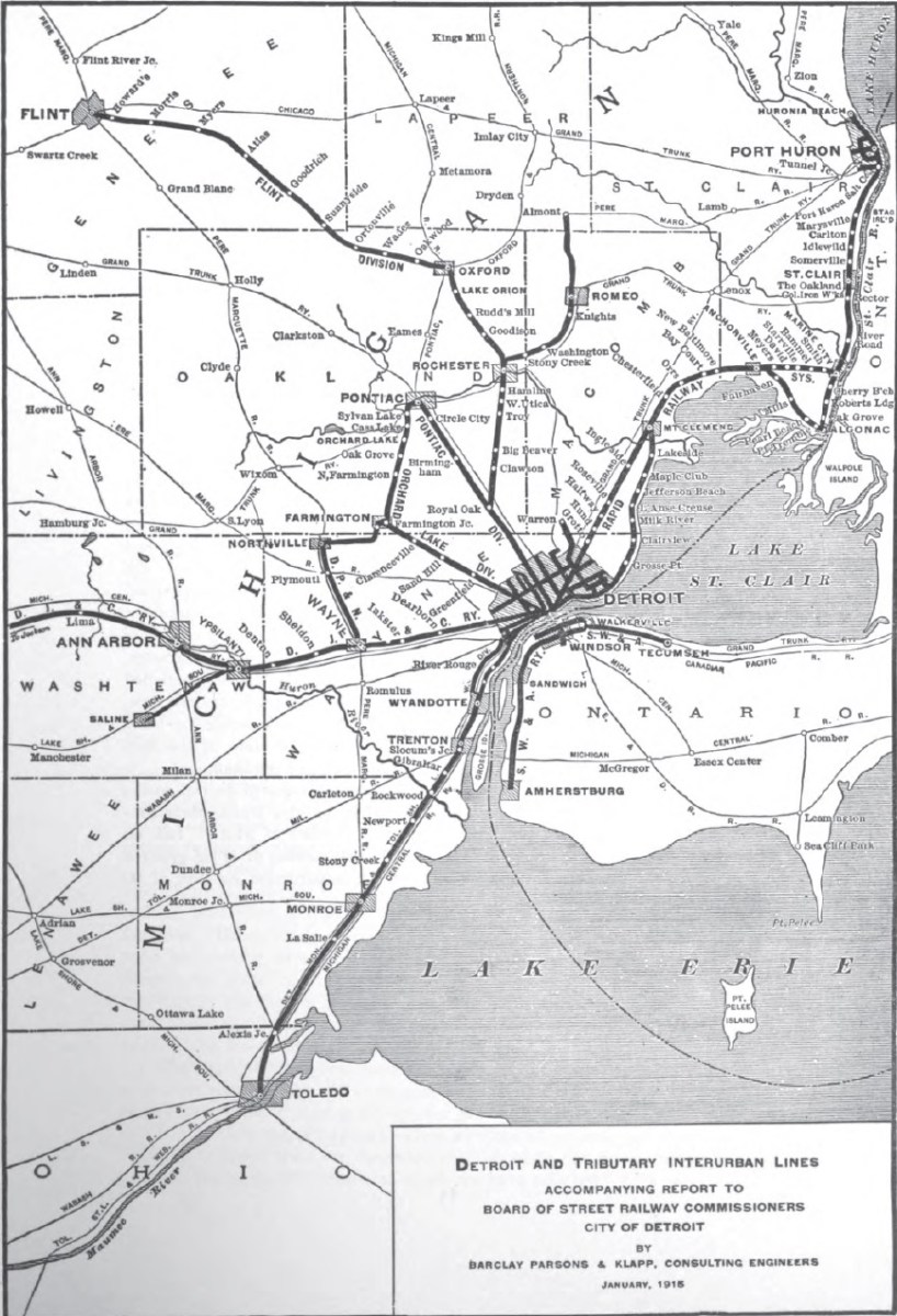 Map of Detroit Interurban Lines 1915 | DETROITography