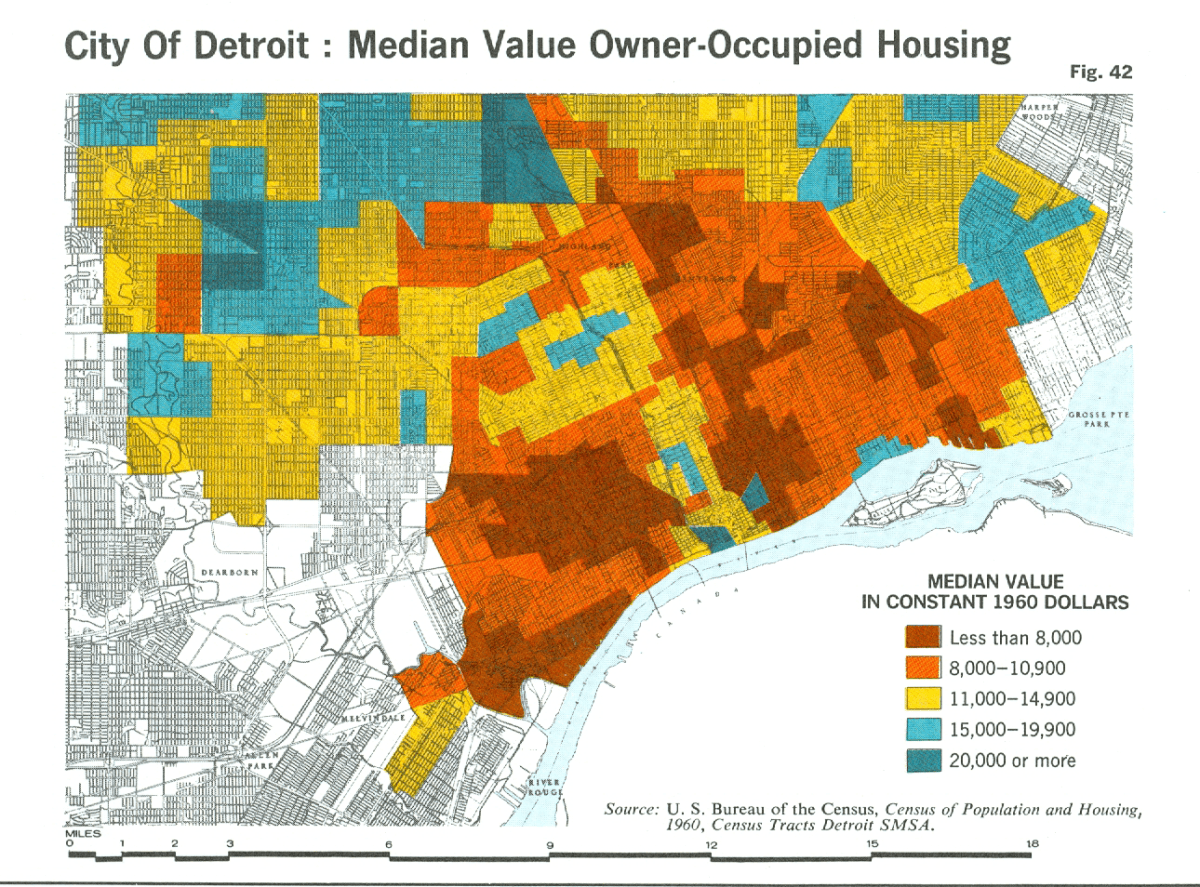 Map: Median Value of Owner-Occupied Housing 1960 | DETROITography
