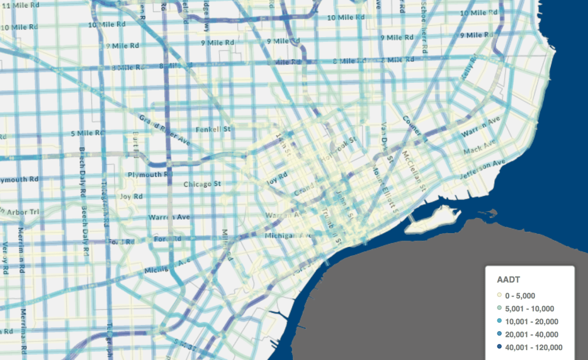 Detroit Traffic Volume Map | DETROITography