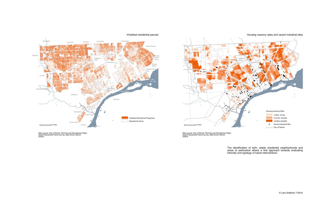 Map: Inhabited and Vacant Parcels in Detroit 2010 | DETROITography