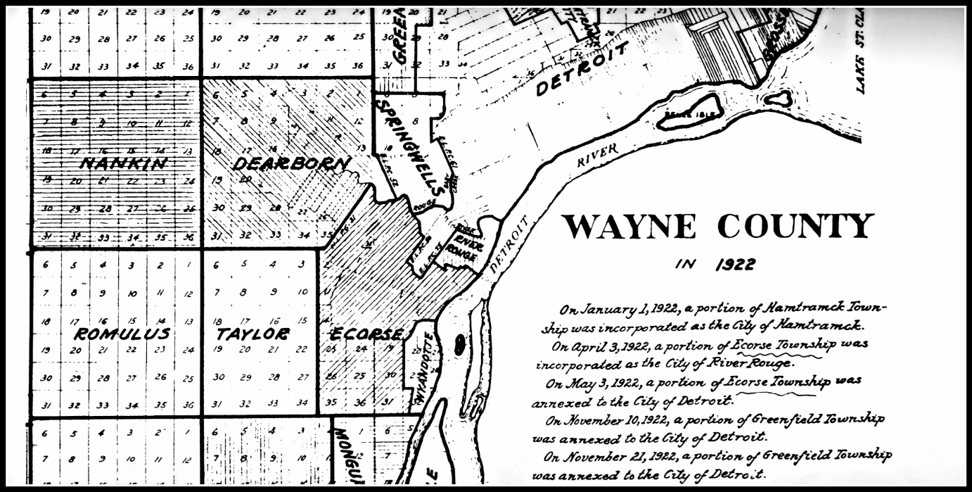 Map: Detroit Annexation and Wayne County 1922 | DETROITography