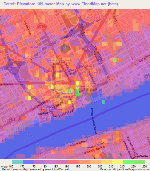 Detroit Elevation Map | DETROITography