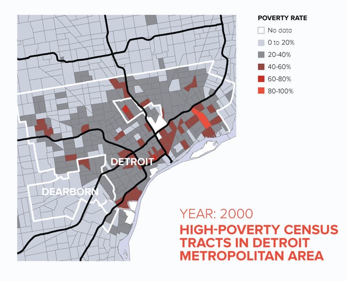 Map: Increases in High Poverty in Detroit 2013 | DETROITography