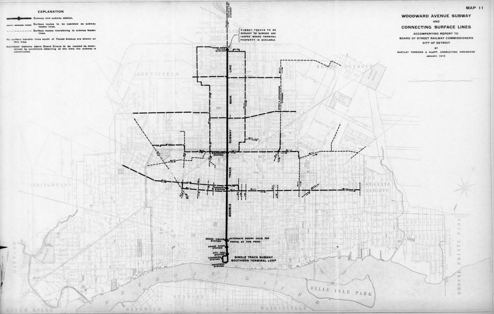 Map: Detroit’s Woodward Avenue Subway Plan 1915 | DETROITography
