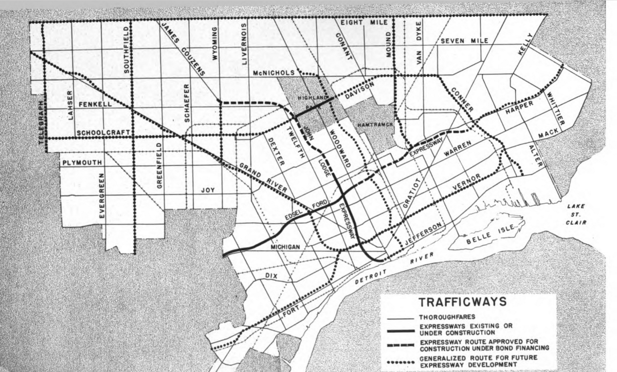Map: Detroit Master Plan Trafficways 1951 | DETROITography