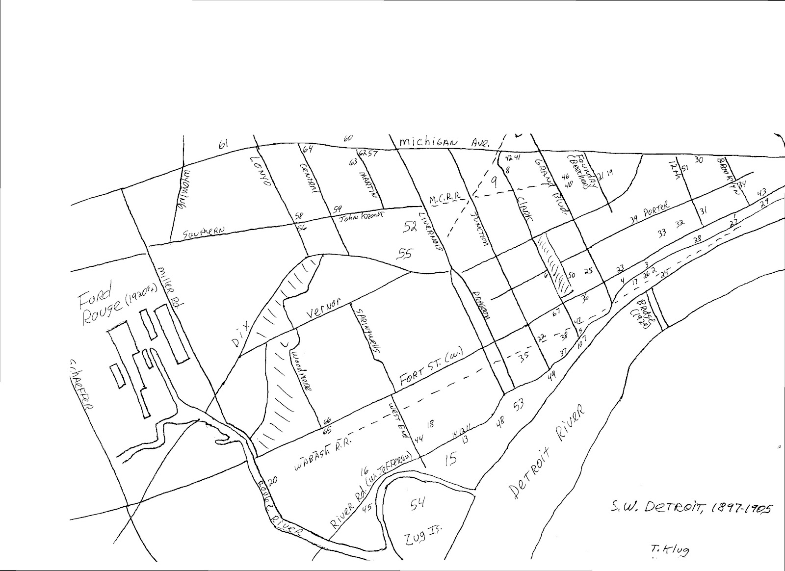 Map: Hand Drawn Southwest Detroit 1897-1905 | DETROITography