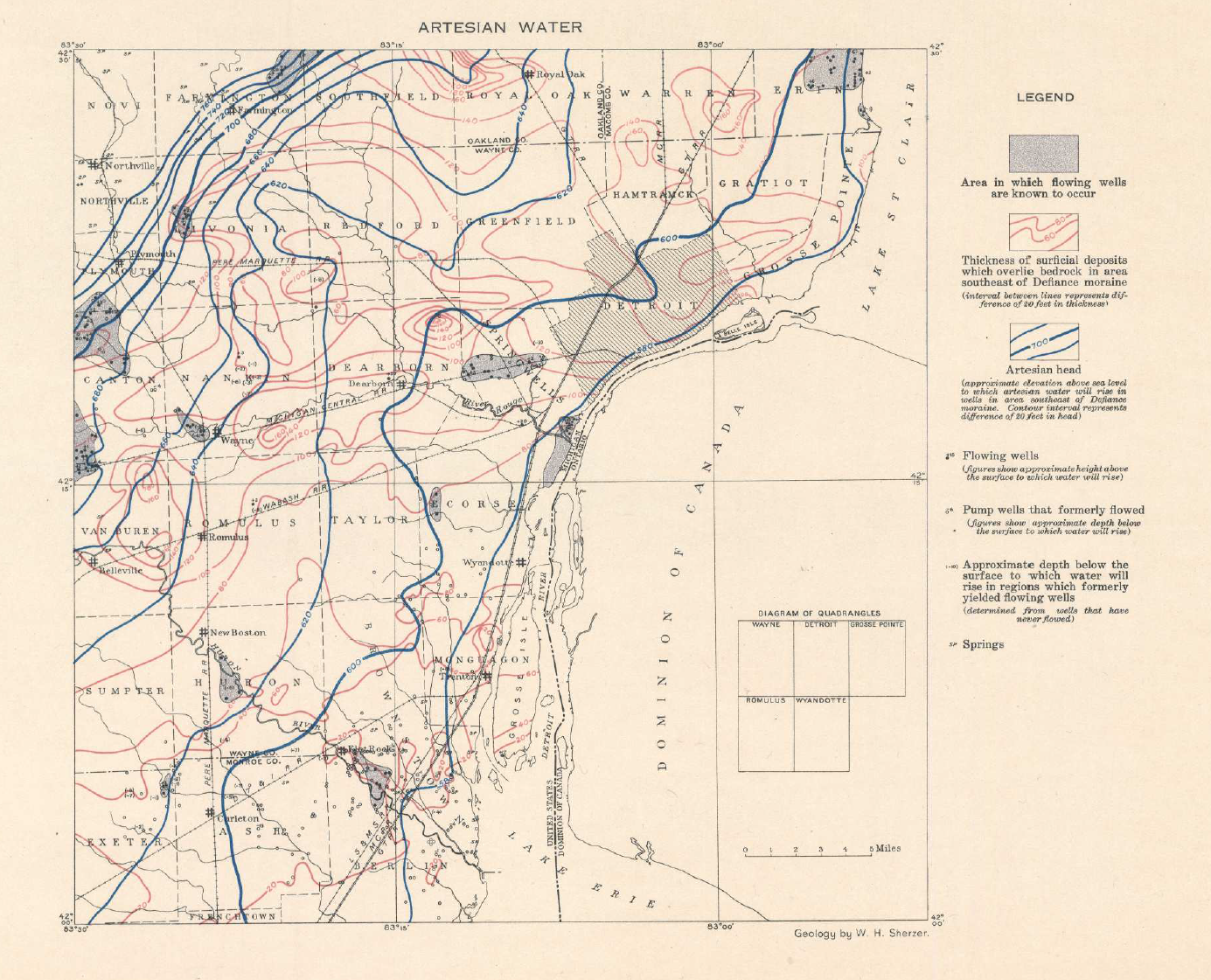 Map: Detroit’s Artesian Water 1917 | DETROITography