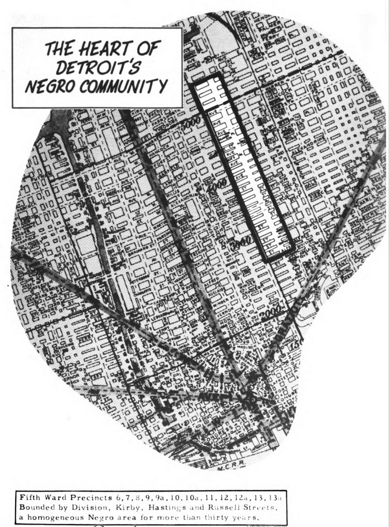 Map: The Heart of Detroit’s Negro Community 1955 | DETROITography