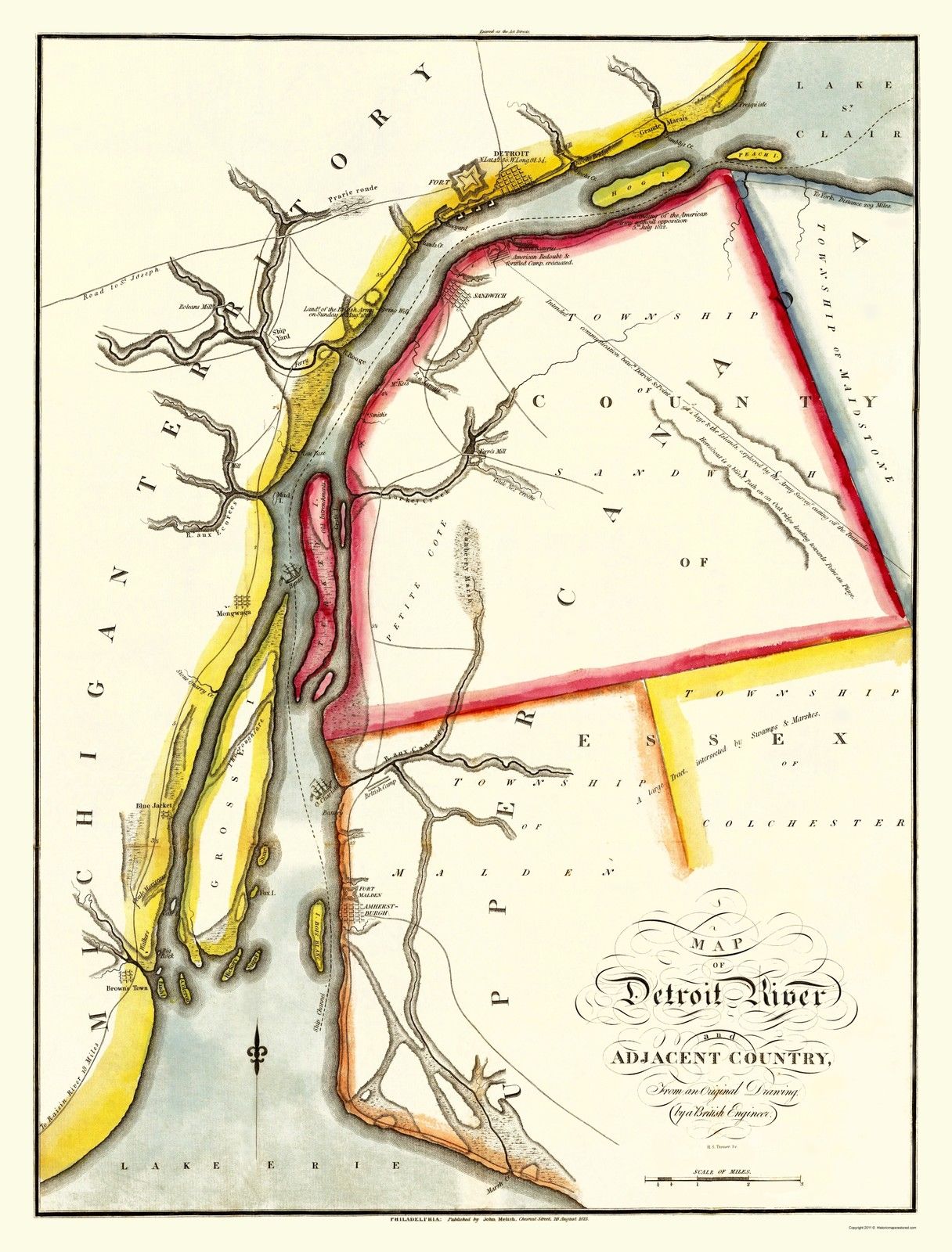 Map: Detroit River and Adjacent Country 1813 | DETROITography