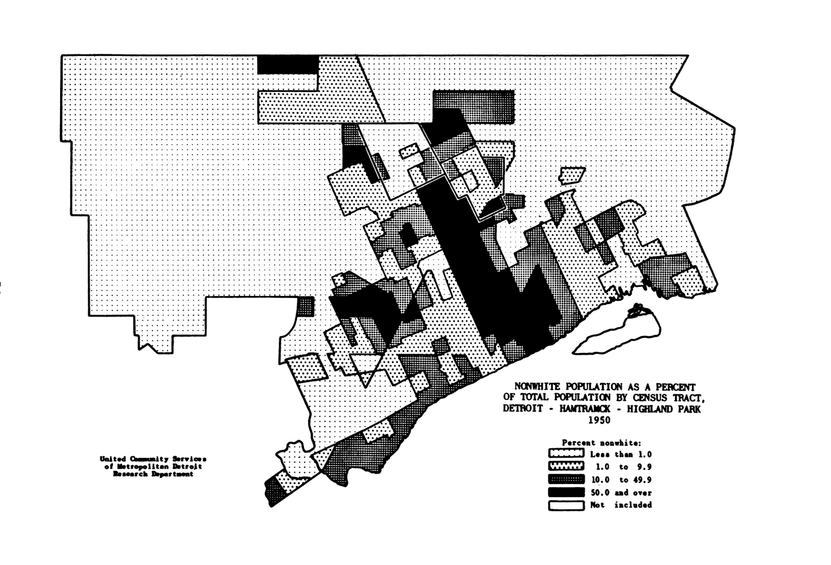 Map: Detroit Non-White Population 1950 | DETROITography