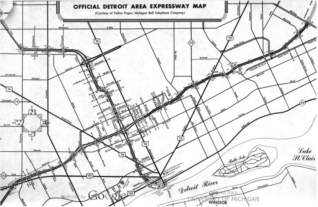 Official Detroit Area Expressway Map 1959 | DETROITography