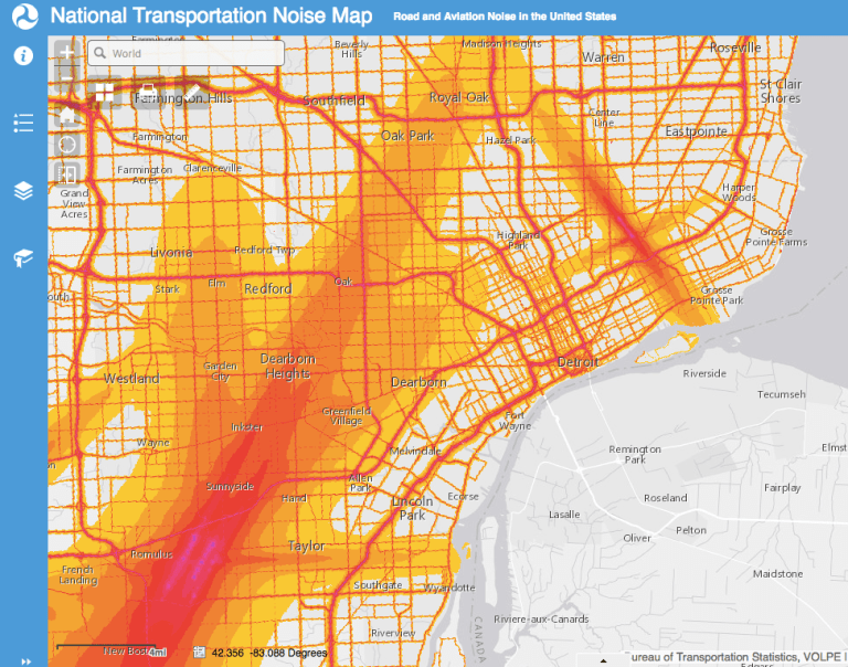 Map: Road and Aviation Noise Exposure in Detroit | DETROITography