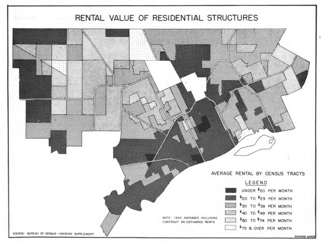 Map: Detroit Rental Value 1940 | DETROITography