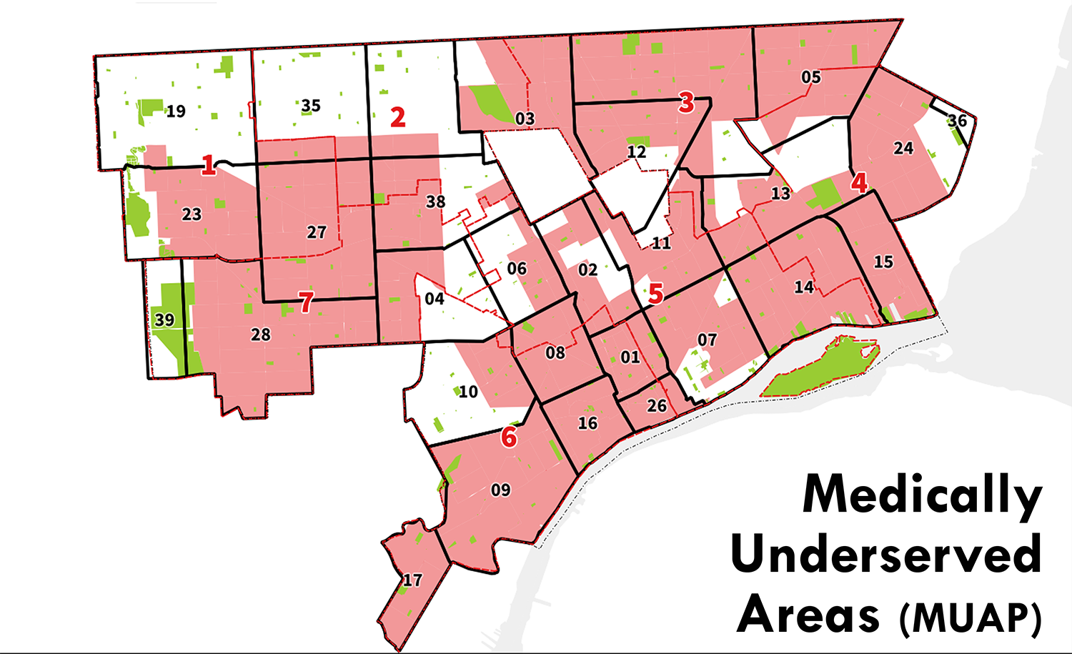 Map: Medically Underserved Areas of Detroit | DETROITography