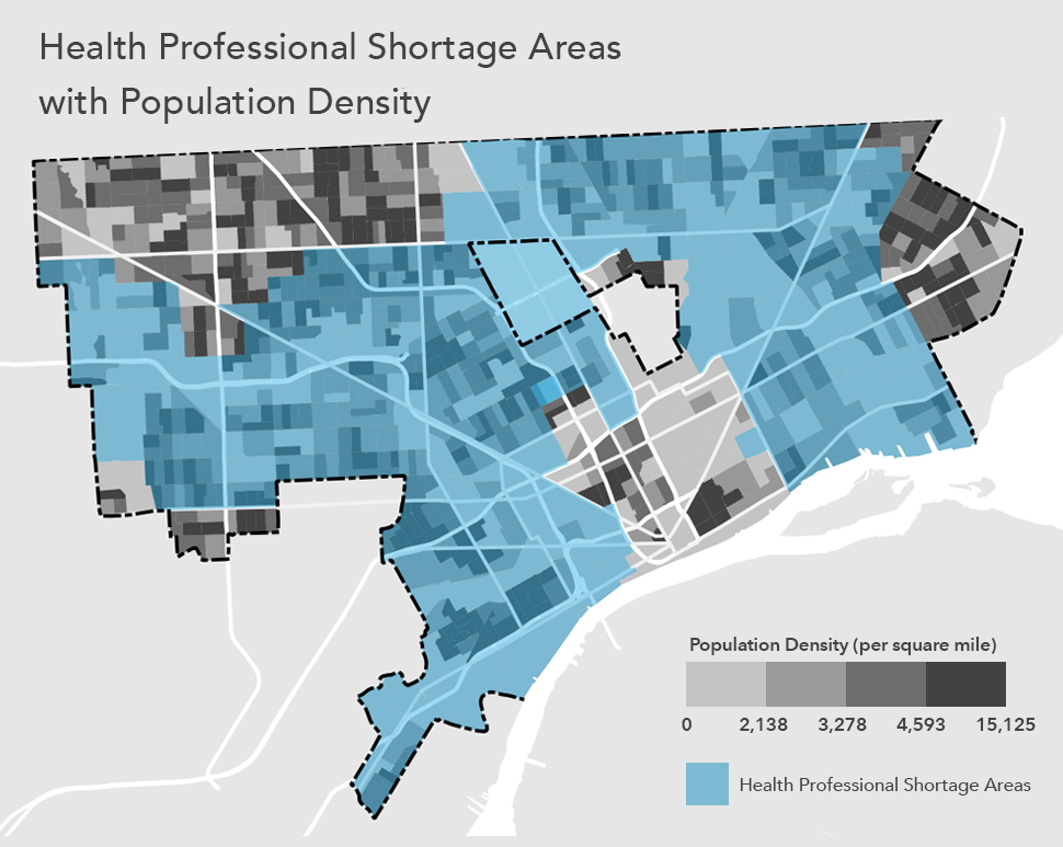 Map: Health Professional Shortages in Detroit | DETROITography