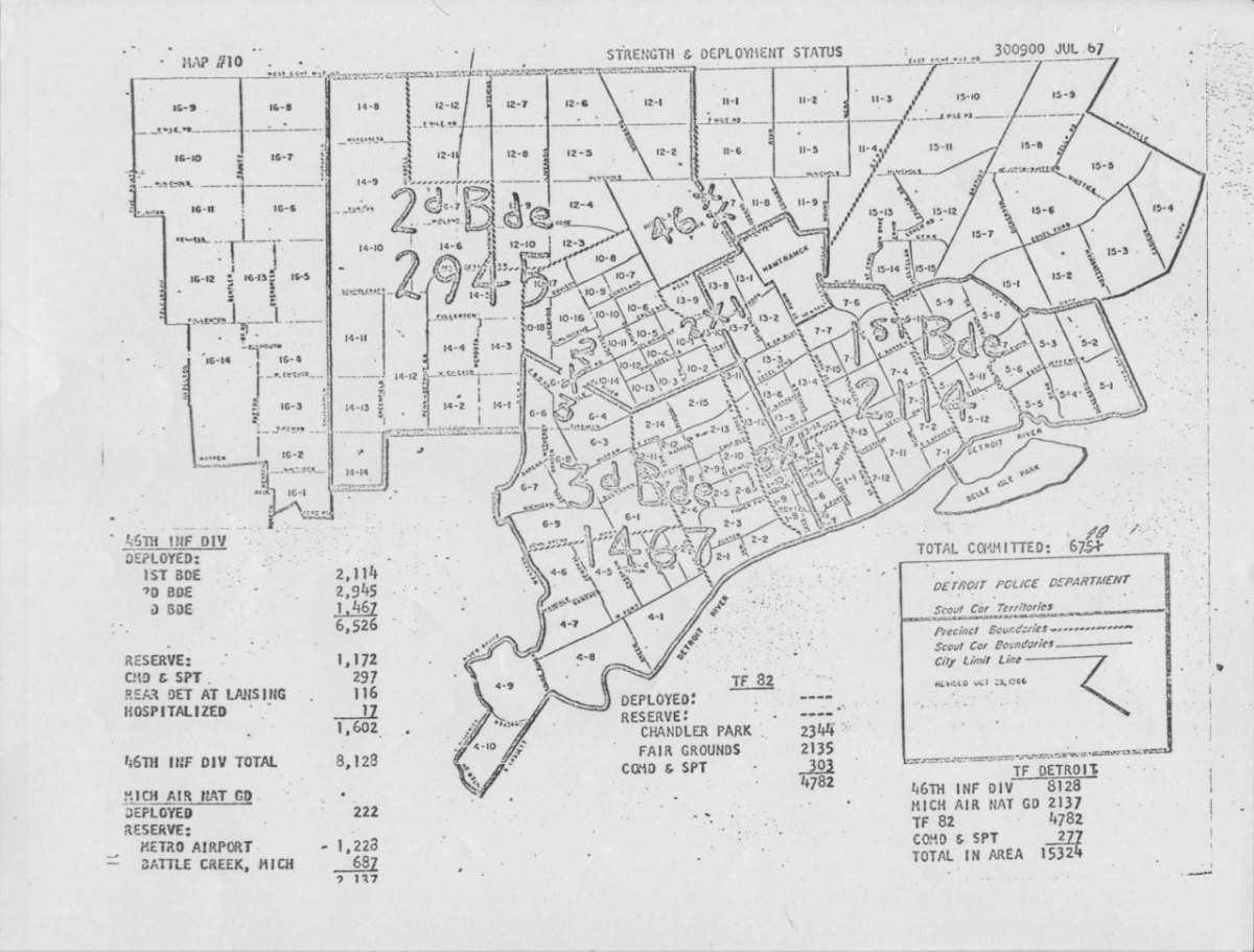 Map: Detroit Troop Strength 1967 | DETROITography