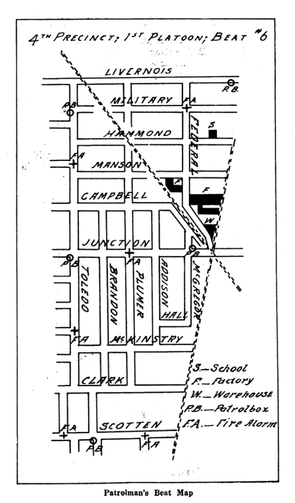 Map: Detroit’s Precinct 4 Patrolman’s Beat Map 1918 | DETROITography