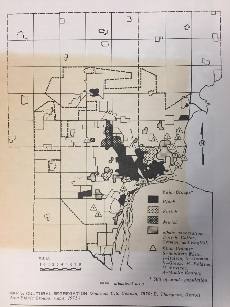 Map: Detroit Cultural Segregation 1971 | DETROITography