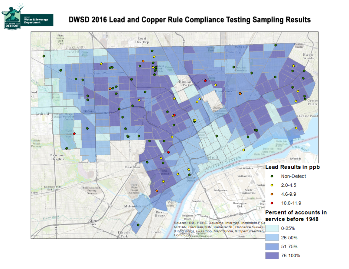 Map: Detroit Lead and Copper Water Testing Results 2016 | DETROITography