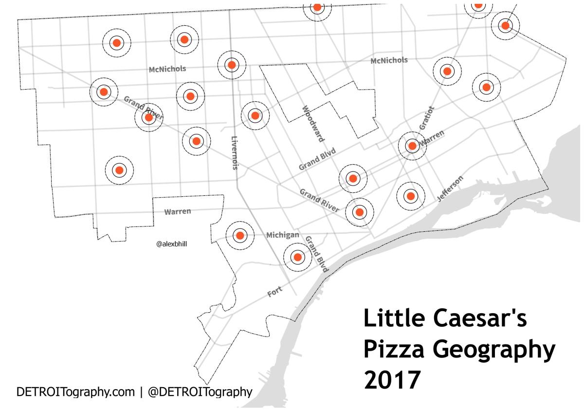 Map: Little Caesar’s Pizza Geography 2017 | DETROITography