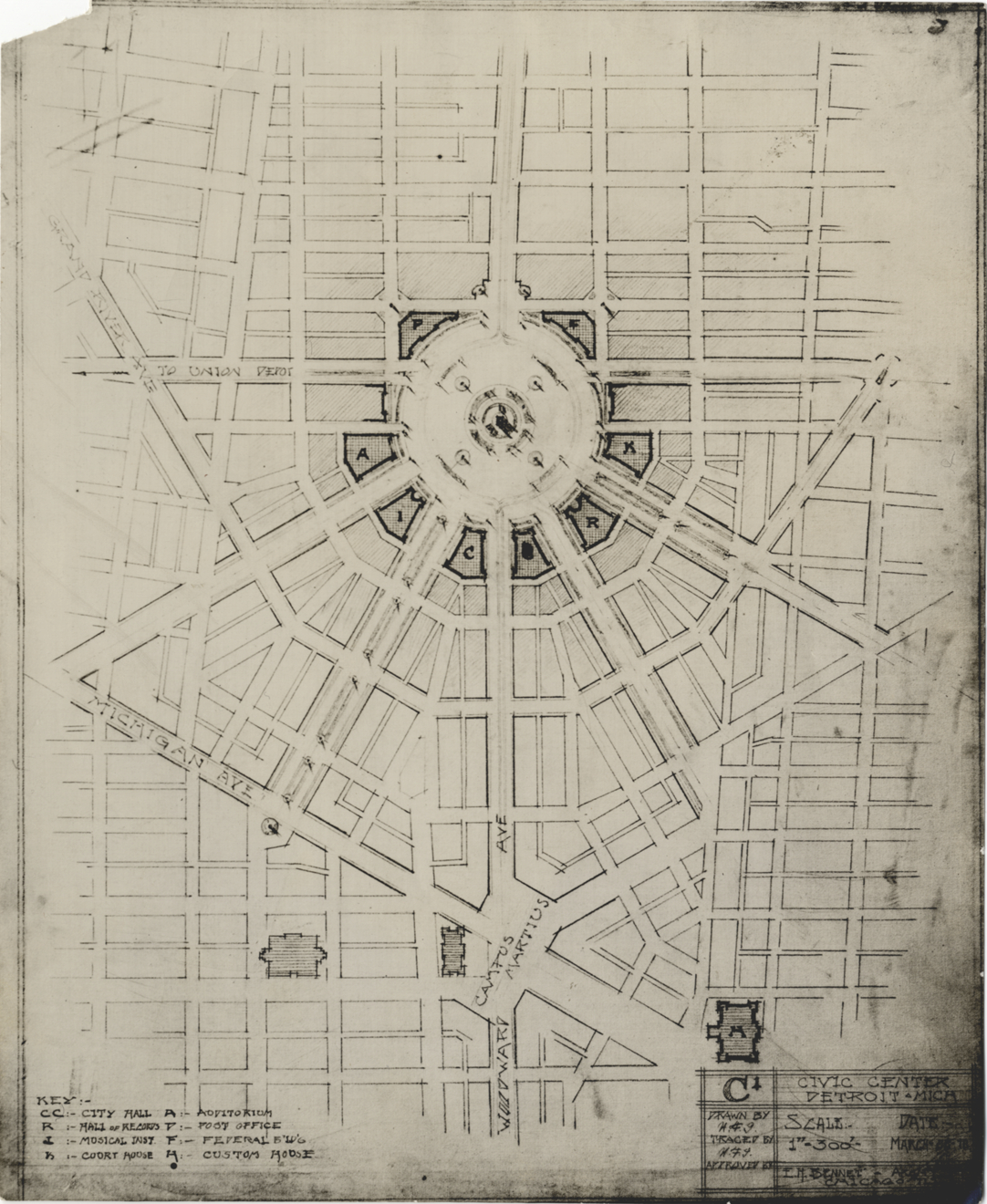 Map: Downtown Detroit Civic Center 1878 | DETROITography