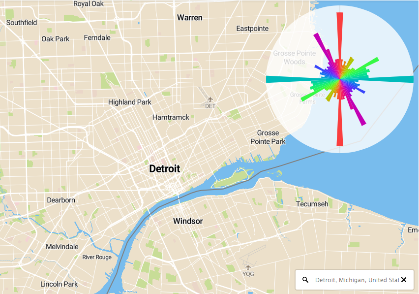 Map: Polar Histogram of Detroit Roadways | DETROITography