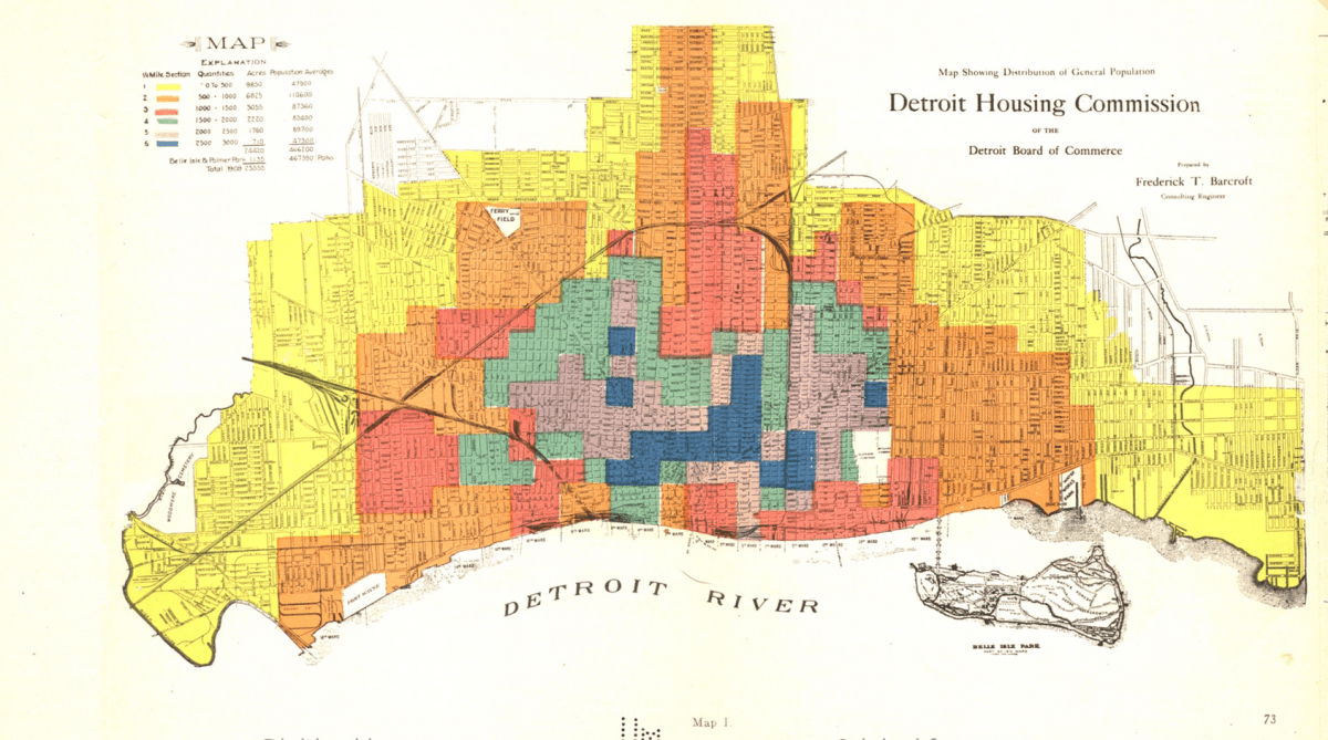 Map: Detroit General Population Distribution 1909 | DETROITography