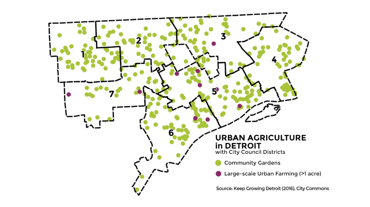 Map: Community Gardens and Urban Farms in Detroit 2017 | DETROITography