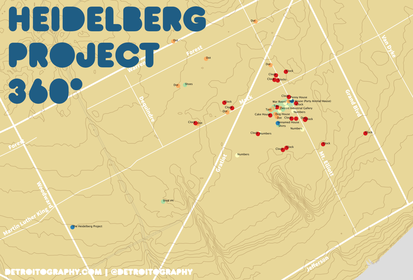 Map: Heidelberg Project Artifacts around Detroit | DETROITography