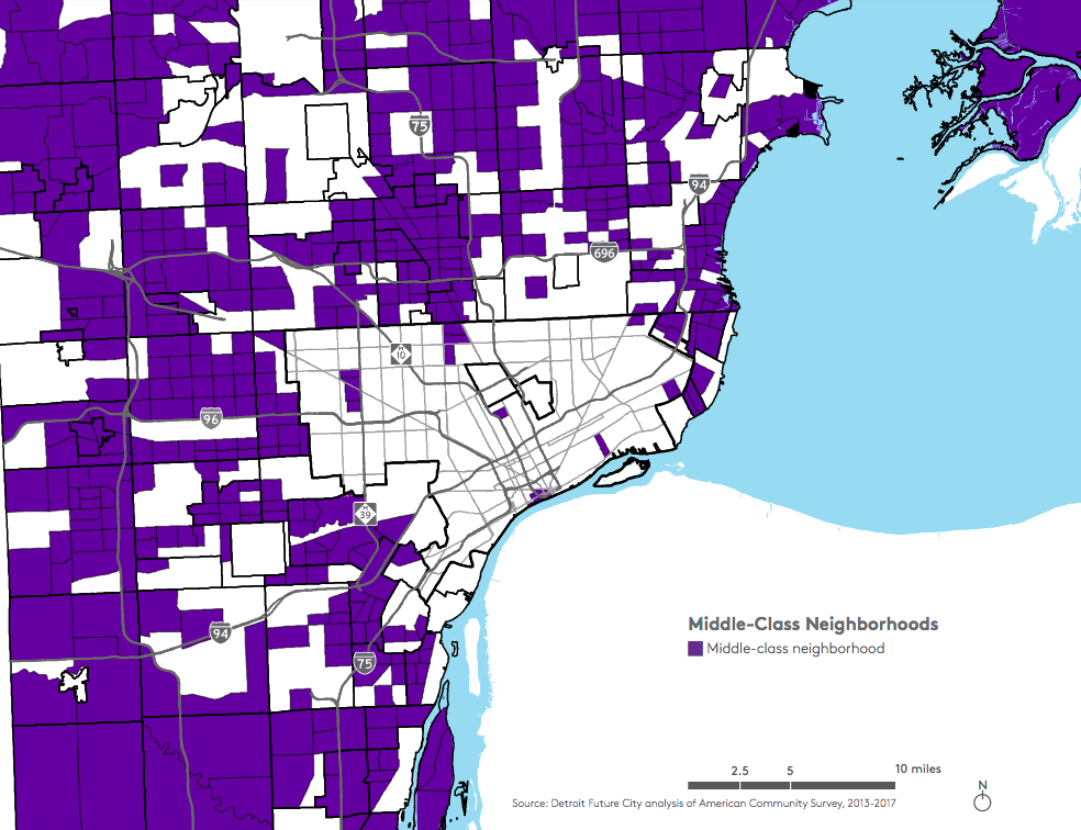 Map: Middle-Class Neighborhoods in metro Detroit | DETROITography