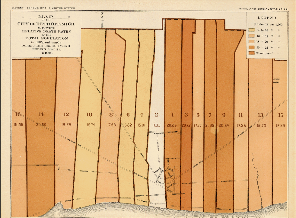 Map: Death Rates by Ward in Detroit 1890 | DETROITography