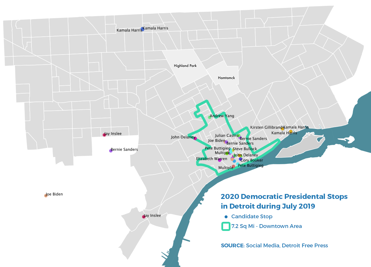Map: Presidential Detroit 2020 Candidate Stops | DETROITography