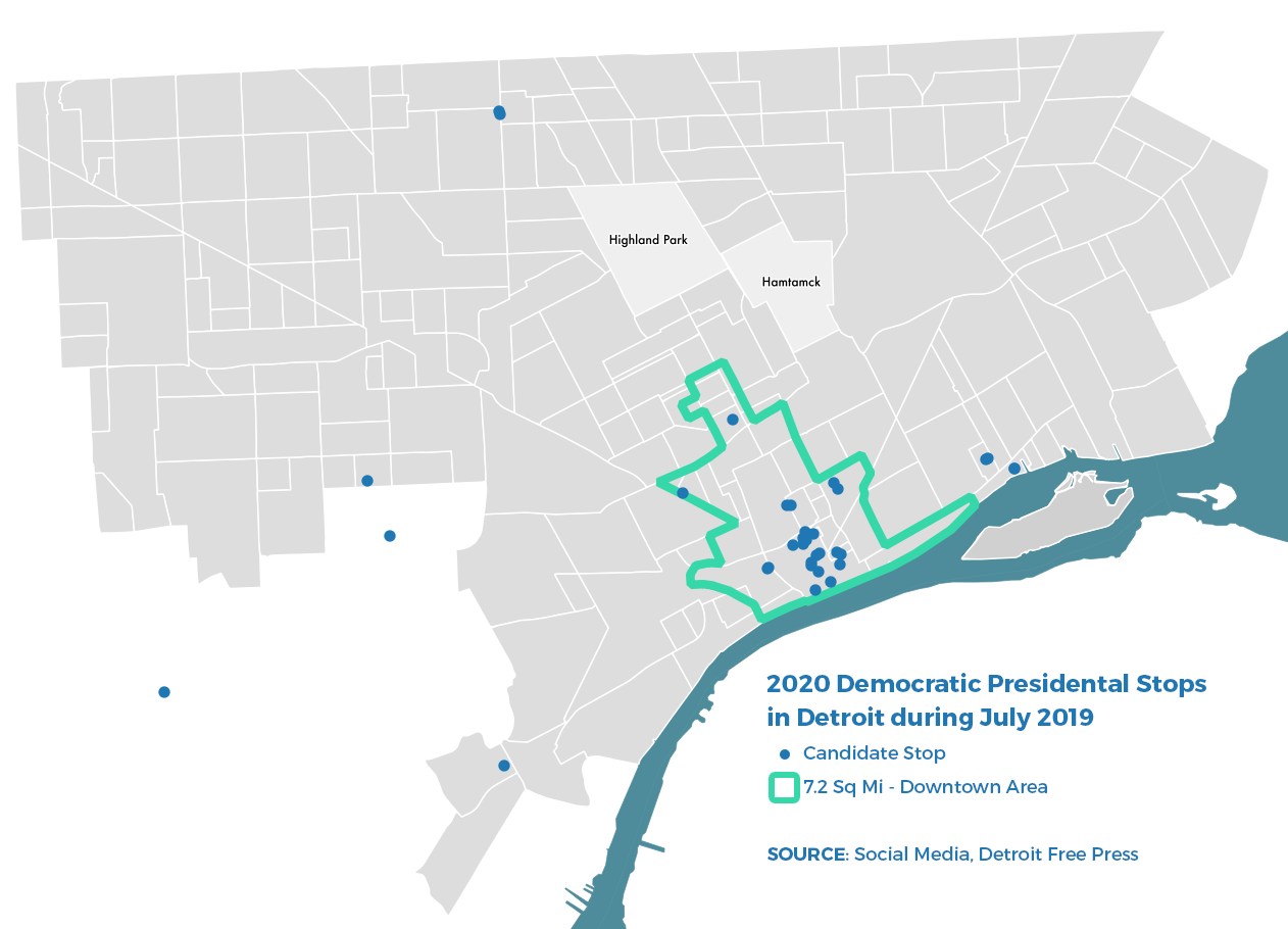 Map: Presidential Detroit 2020 Candidate Stops | DETROITography
