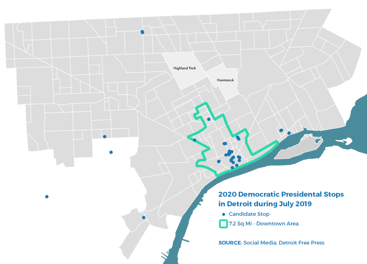 Map: Presidential Detroit 2020 Candidate Stops | DETROITography