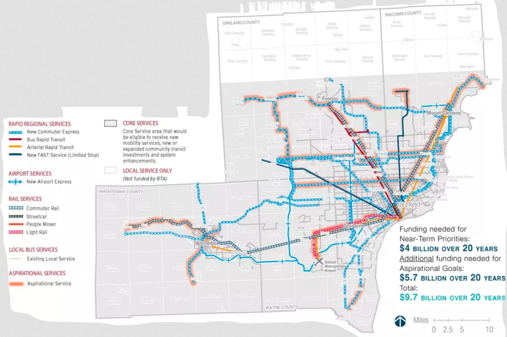 Map: Updated Regional Transit Plan | DETROITography
