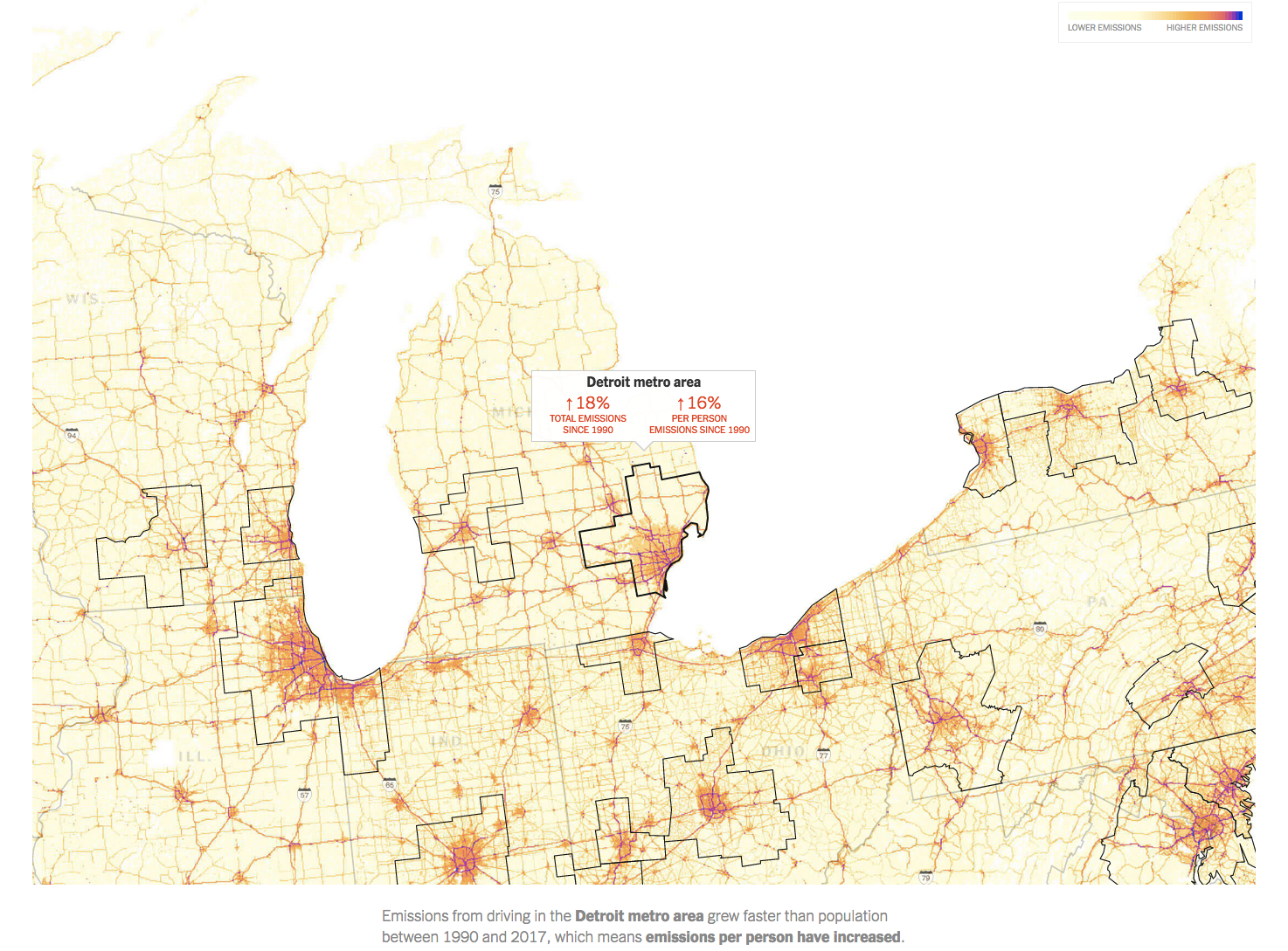 Map: Auto Emissions in Metro Detroit 2017 | DETROITography
