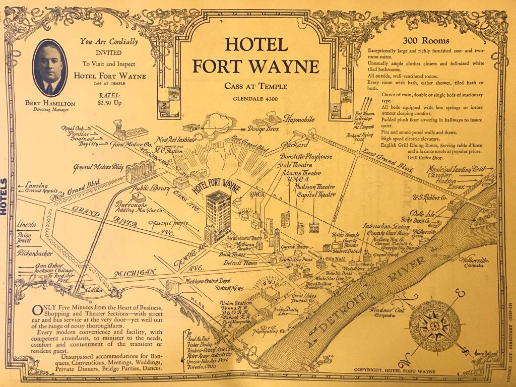 Map: Detroit’s Hotel Fort Wayne in City Directory 1928 | DETROITography
