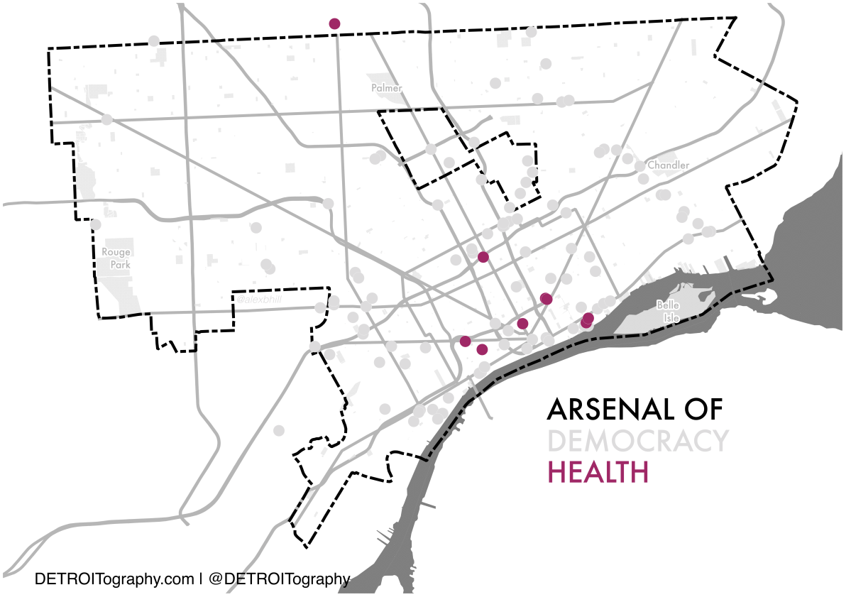 Map: Arsenal of Health in Detroit 2020 | DETROITography