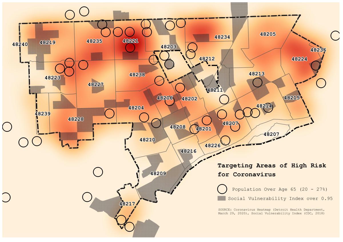 Map: Targeting Potential Areas of High Risk for Coronavirus in Detroit ...